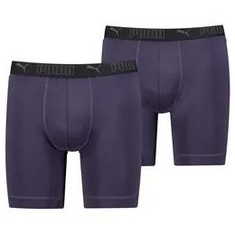 Langer Boxer Puma "Puma MEN SPORT MICROFIBER LONG BOXERS", Damen, Gr. L, deep plum, Obermaterial: 88% Polyester, 12% Elasthan, normal, Unterhosen, mit Logo-Bund