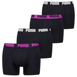 Boxershorts Puma "Puma MEN EVERYDAY BOXER 4P ECOM", Herren, Gr. L, electric orchid, schwarz combo, Jersey, Obermaterial: 95% Baumwolle, 5% Elasthan, eng, Unterhosen, mit breitem Logo-Webbund