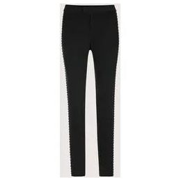 Madeleine Mode Stoffhose MADELEINE "Hose Schmale Businesshose mit Nieten", Damen, Gr. 21, N + K Gr, schwarz, Obermaterial: 63% Polyester PES. 33% Viskose CV. 4% Elasthan EL., Modern, Hosen Stoffhose, Hose mit seitlicher Ripsbanddekoration