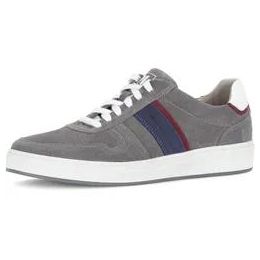 Sneaker PIUS Gabor, Herren, Gr. 11,5 (46,5), grau (grau kombiniert), Veloursleder, Schuhe Sneaker, Freizeitschuh, Halbschuh, Schn&uuml;rer mit Kontrastbes&auml;tze, Weite G