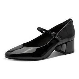 Spangenpumps Tamaris, Damen, Gr. 40, schwarz, Lacklederimitat, unifarben, Schuhe Spangenpumps, Blockabsatz, Abendschuh, Festtagsschuh mit verstellbarem Riemchen
