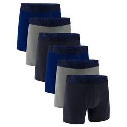 Boxershorts Under Armour "Boxershort UA PERFORMANCE COTTON - SOLID 6 IN 6PK 6er Pack", Herren, Gr. XXL, bunt (dunkelblau, grau, blau), Obermaterial: 57% Baumwolle CO. 38% Polyester PES. 5% Elasthan EL., Unterhosen