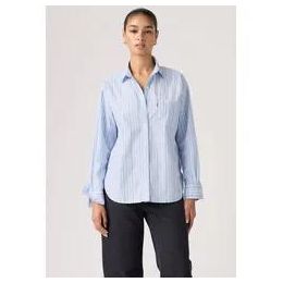 Levi's Jeansbluse LEVI'S "HARLIE BOYFRIEND SHIRT", Damen, Gr. L (40), amari stripe chambray blau 1 poplin, Web, Obermaterial: 100% Baumwolle, relaxed fit Po-bedeckend, 2-Knopf-Manschette, Blusen Jeansbluse, mit Brusttasche