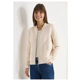 Cardigan Cecil, Damen, Gr. XL (44), pearl beige, Web, 77% Baumwolle, 20% Polyester, 3% Elasthan, unifarben, comfort fit normal, Rundhals, B&uuml;ndchen, Strickjacken, mit Rundhalsausschnitt