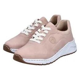 Sneaker Rieker, Damen, Gr. 42, ros&eacute;, Nubuklederimitat, unifarben, Schuhe Sneaker, mit MemoSoft-Innensohle, Freizeitschuh, Halbschuh, Schn&uuml;rschuh, Topseller