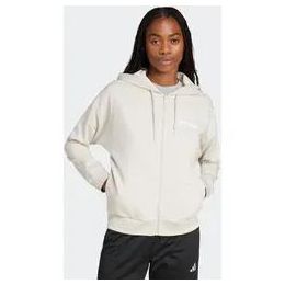 Kapuzensweatshirt Adidas SPORTSWEAR "W LIN FT FZ HD", Damen, Gr. M, wonder alumina, wei&szlig;, Obermaterial: 55% Baumwolle, 36% Polyester, 9% Viskose, normal, Rundhals, angesetztes B&uuml;ndchen, Sweatshirts