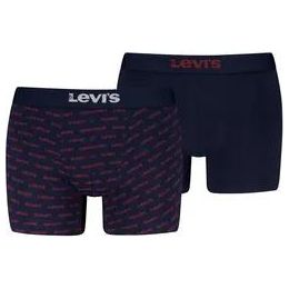 Levi's Boxershorts LEVI'S "LEVIS MEN LOGO AOP BOXER BRIEF 2P", Damen, Gr. M, navy, rot, Single Jersey, Obermaterial: 95% Baumwolle, 5% Elasthan, k&ouml;rpernah, Unterhosen
