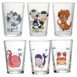Ritzenhoff & Breker Kinderbecher RITZENHOFF & BREKER "Kindergl&auml;ser Hof- und Meerestiere 205 ml 6er Set bunt", bunt, Glas, Trinkgef&auml;&szlig;e, Kinderbecher