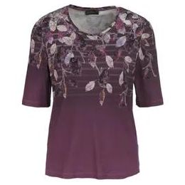 Print-Shirt GOLDNER "Druckshirt in kraftvollen Farben", Damen, Gr. 42, lila (beere, gemustert), Obermaterial: 95% Viskose CV. 5% Elasthan EL., Tubular, Shirts, Exklusives Muster, in unserem Atelier entworfen