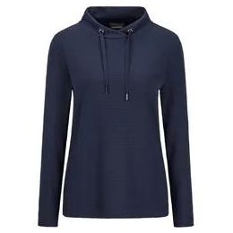 Kurzarmshirt GOLDNER "Langarm Viskose-Pullover, Stehbund", Damen, Gr. 44, blau (marine), Obermaterial: 70% Viskose CV. 25% Polyester PES. 5% Elasthan EL., Modisch, Sonstiges, Shirts, Sportive Kordel