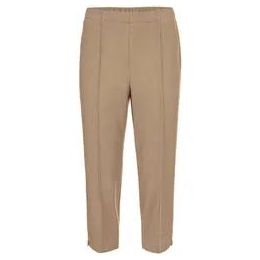 Caprihose GOLDNER "Sportive 7/8-Hose mit Biesen", Damen, Gr. 50, N-Gr, beige (sand), Obermaterial: 100% Polyester COOLMAX(R) PES(Coolmax)., normal, Hosen Caprihose, Ohne