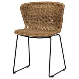 Esszimmerstuhl Woood "Wings aus geflochtenem Poly-Rattan mit Stahlgestell H 78 cm", natur, schwarz, natur, B:55cm H:78cm T:54cm, Kunststoff, St&uuml;hle, Esszimmerstuhl, (Set, 2 St), f&uuml;r den Innen- und Au&szlig;enbereich geeignet