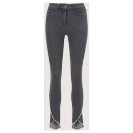 Madeleine Mode Regular-fit-Jeans MADELEINE "Jeans Verk&uuml;rzte 5-Pocket-Hose mit Fransen", Damen, Gr. 21, N + K Gr, schwarz, Obermaterial: 71% Baumwolle CO. 20% Lyocell CLY. 6% Polyester PES. 3% Elasthan EL., Modern, Jeans, abgeschr&auml;gter Fransensaum