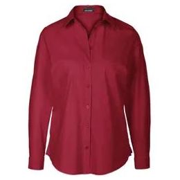 Langarmbluse GOLDNER "Kurzgr&ouml;&szlig;e Basicbluse mit Hemdkragen", Damen, Gr. 22, rot (dunkelrot), Obermaterial: 65% Baumwolle CO. 31% Polyamid PA. 4% Elasthan EL., eng Manschette, Blusen, Seitenschlitze f&uuml;r mehr Bewegungsfreiheit