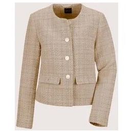 Madeleine Mode Jerseyblazer MADELEINE "Blazer Eleganter Tweed-Kurzblazer mit Metallkn&ouml;pfen", Damen, Gr. 36, beige, Obermaterial: 80% Polyester PES. 20% Wolle WO., Modern, normal, Blazer, Edle Metallkn&ouml;pfe