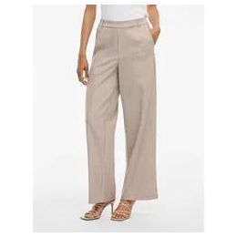Anzughose Vila "VIVARONE HW WIDE PANT - NOOS", Damen, Gr. 42, N-Gr, natural melange, Milano Rib, Obermaterial: 66% Polyester, 28% Viskose, 6% Elasthan, unifarben, relaxed fit kn&ouml;chellang, Hosen Anzughose, Materialmix, slim fit