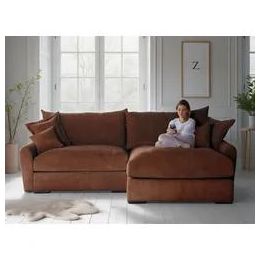 Ecksofa Home Affaire "Finca XL L-Form, Breite 190 cm", terracota, B:190cm T:187cm, 100% Polyester, Sofas, Ecksofa, Mega-Sofa, Cord oder Chenille-Struktur, mit Federkern & 4 Zierkissen