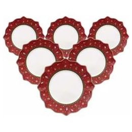 Villeroy & Boch Speiseteller VILLEROY & BOCH "Speiseteller Toy's Delight &oslash; 28,4 cm 6er Set rot", rot, L:28,4cm, Speiseteller, Speiseteller