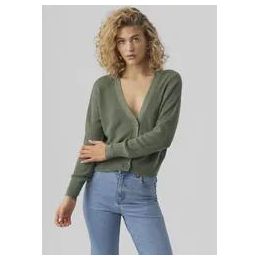 V&eacute;ro Moda Strickjacke VERO MODA "VMNEWLEXSUN LS SHORT V-NECK CAR GA NOOS", Damen, Gr. M, laurel wreath, Strick, Obermaterial: 50% Viskose (LENZINGTM ECOVEROTM), 25% Baumwolle, 25% Polyacryl, unifarben, regular fit normal, tiefer V-Ausschnitt, Strickjacken Strickjacke, mit Knopfleiste