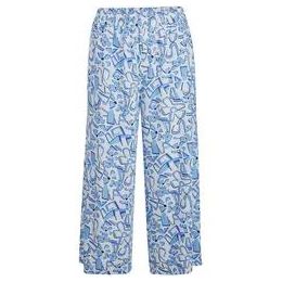 Schlupfhose GOLDNER "Kurzgr&ouml;&szlig;e Weite Schlupfhose VERA mit Print", Damen, Gr. 20, K-Gr, blau (royalblau, wei&szlig;, gemustert), Obermaterial: 100% Viskose CV., weit, Hosen Schlupfhose, flie&szlig;ende Viskose