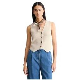 Marc O'Polo Strickweste MARC O'POLO DENIM "aus reinem Organic Cotton-Garn", Damen, Gr. L, creamy wei&szlig;, Obermaterial: 100% Baumwolle, unifarben, regular fit, V-Ausschnitt, Westen Strickweste