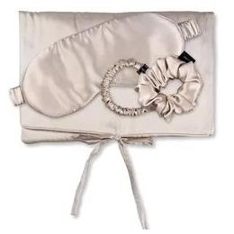 Seidentuch AILORIA "Tasche, Schlafmaske, Scrunchie S & Scrunchie M TRAVEL SET", Damen, beige, Obermaterial: 100% Seide silk., Modet&uuml;cher