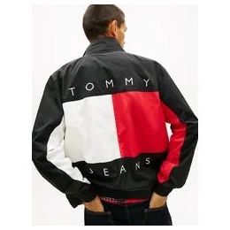 Tommy Hilfiger Windbreaker TOMMY JEANS "TJM HERITAGE FLAG", Herren, Gr. S, schwarz, Web, Obermaterial: 100% Nylon, unifarben, regular fit normal, Rundhals, eingesetzt elastischer Bund, Jacken Windbreaker, Regular fit mit Stehkragen und Markenprint R&uuml;ckenprint Tommy Flag