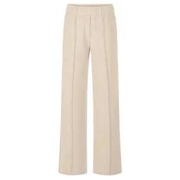 Stoffhose GOLDNER "Kurzgr&ouml;&szlig;e Jersey-Hose mit Biesen", Damen, Gr. 22, K-Gr, beige (stein), Obermaterial: 67% Viskose CV. 27% Polyester PES. 6% Elasthan EL., weit, Hosen Stoffhose, seitliche Eingriffstaschen