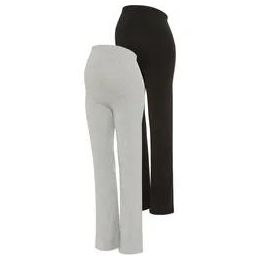 Umstandsleggings Neun Monate "2er Pack Umstands-Leggings mit geradem Bein", Damen, Gr. 44/46, N-Gr, schwarz, graumeliert, Single Jersey, Obermaterial: 95% Baumwolle, 5% Elasthan. Obermaterial Melange: 85% Baumwolle, 10% Viskose, 5% Elasthan, unifarben, Basic, gerade lang, Hosen, f&uuml;r Schwangerschaft, aus weicher Baumwollmischung, langer Schnitt