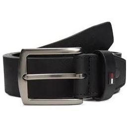 Lederg&uuml;rtel Tommy Hilfiger "DENTON 3.5 cm breit", Herren, Gr. 110, schwarz, Web, Rindsleder, unifarben, G&uuml;rtel Lederg&uuml;rtel, Gr&ouml;&szlig;enverstellbar