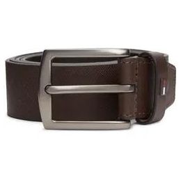 Lederg&uuml;rtel Tommy Hilfiger "DENTON 3.5 cm breit", Herren, Gr. 95, coffee bean, Web, Rindsleder, G&uuml;rtel Lederg&uuml;rtel, Gr&ouml;&szlig;enverstellbar