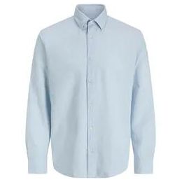 Jack & Jones Langarmhemd JACK & JONES "JJEBREEZE LINEN BLEND SHIRT L/S SN", Herren, Gr. S, N-Gr, celestial blau, Web, Obermaterial: 70% Baumwolle, 30% Leinen, unifarben, Hemden, mit Knopfleiste