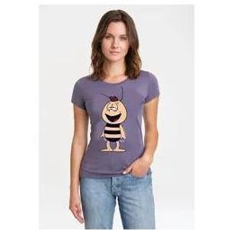 T-Shirt logoshirt "Die Biene Maja - Willi", Damen, Gr. XS, flieder, lila, 100% Baumwolle, unifarben, normal, Rundhals, Shirts T-Shirt, mit coolem Print