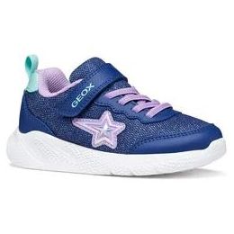 Sneaker Geox "J SPRINTYE GIRL", M&auml;dchen, Gr. 29, blau, lila, Lederimitat, Textil, Glitzer, Schuhe Sneaker, Slipper mit sch&ouml;nen Glitzerdetails, Gr&ouml;&szlig;enschablone zum Download