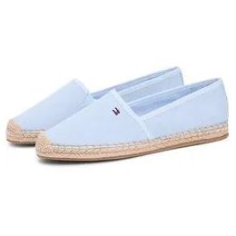Espadrille Tommy Hilfiger "FLAG CANVAS ESPADRILLE", Damen, Gr. 37, hellblau, Baumwolle, unifarben, Schuhe Espadrille, Slipper,Flats,Bequemschuh mit Jutebezug und Ziern&auml;hten, schmale Form