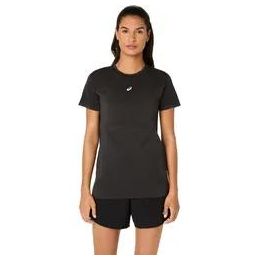 Laufshirt asics "ROAD SEAMLESS SS TOP", Damen, Gr. XL, performance schwarz, graphite grau, Obermaterial: 65% Polyamid, 35% Polyester, Shirts Laufshirt, nahtlose Strickkonstruktion, mit kurzen &Auml;rmeln, mit Daumenl&ouml;chern