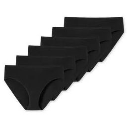 Slip Schiesser "Slip 6er Pack", Damen, Gr. 40, schwarz, Obermaterial: 95% Baumwolle CO. 5% Elasthan EL., Unterhosen Slip