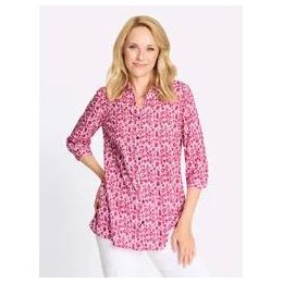 Longbluse Classic Basics, Damen, Gr. 56, hellros&eacute;, magenta, bedruckt, 100% Polyester, gemustert, mehrfarbig, Blusen Longbluse