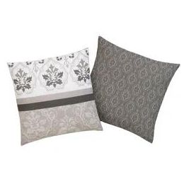Kissenbez&uuml;ge OTTO HOME "Cremona", grau (anthrazit, grau), B:40cm L:40cm, Linon, Obermaterial: 100% Baumwolle, Kissenbez&uuml;ge, floraler Kissenbezug, geeignet f&uuml;r Kinder, OEKO-TEX zertifiziert