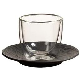 Villeroy & Boch Thermoglas VILLEROY & BOCH "Espressoglas mit Untertasse Manufacture Rock 70 ml schwarz", schwarz, Trinkgef&auml;&szlig;e