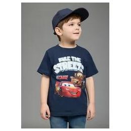 T-Shirt Kidsworld "CARS LIGHTNING MCQUEEN - Disney Shirt", Jungen, Gr. 116/122, marine, Single Jersey, Obermaterial: 100% Baumwolle, bedruckt, Basic normal, Rundhals, abgesteppte Kante, Shirts T-Shirt, Kurzarm, Rundhalsausschnitt, in Basic Passform, aus Baumwolle