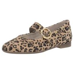 Riemchenballerina Remonte "Remonte Ballerinas Leder", Damen, Gr. 39, leopard, Leder, Schuhe Riemchenballerina