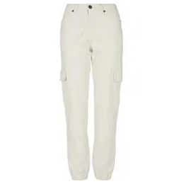 Stoffhose Urban Classics "Urban Classics Damen Ladies Organic Stretch Denim Cargo Pants", Damen, Gr. 28, Normalgr&ouml;&szlig;en, sanftes wei&szlig; raw, 50% Baumwolle (Bio), 48% Baumwolle, 2% Elasthan, unifarben, loose fit, Hosen Stoffhose