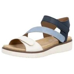 Sandale Remonte, Damen, Gr. 40, blau, sanftes wei&szlig;, Leder, Lederimitat, Schuhe Sandale, Sommerschuh, Klettschuh, Sandalette, Riemchensandale mit Softfu&szlig;bett