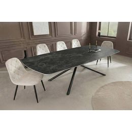 Riess Ambiente Design Esstisch OSAKA 160cm anthrazit Keramik schwarz Sterngestell Metall Riess-Ambiente Esszimmertisch rechteckig 6 Personen Modern