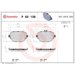 Brembo Bremsbelagsatz, Scheibenbremse P 50 138 hinten rechts links mit Zubeh&ouml;r f&uuml;r MERCEDES-BENZ 0004205702 0004207703 0004207603