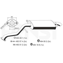 Ernst Endschalld&auml;mpfer 687027 f&uuml;r TOYOTA 17430-0D320 17430-0D321