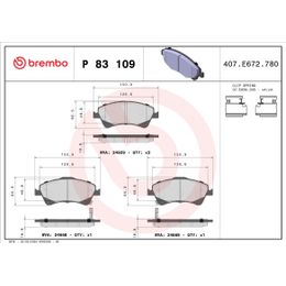 Brembo Bremsbelagsatz, Scheibenbremse P 83 109X vorne rechts links mit Zubeh&ouml;r f&uuml;r TOYOTA 04465YZZEE 0446502190 044650F012