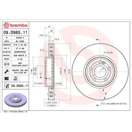 Brembo Bremsscheibe 09.D985.11 vorne rechts links bel&uuml;ftet 318mm f&uuml;r MERCEDES-BENZ (BBDC) A247421071207 A2474210712 2474210712
