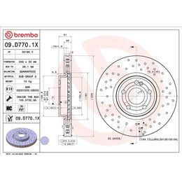 Brembo Bremsscheibe 09.D770.1X vorne rechts links Gelocht 330mm f&uuml;r MERCEDES-BENZ (BBDC) A247421191207 247421191207 A2474211912